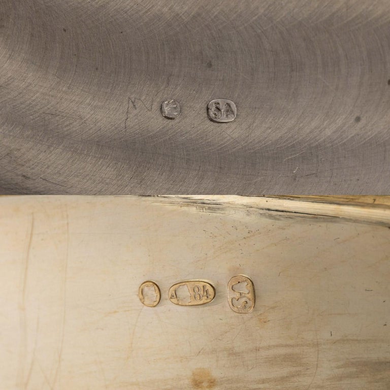 20th Century Russian Pan Slavic Gem-Set Solid Silver Kovsh, Moscow, c ...