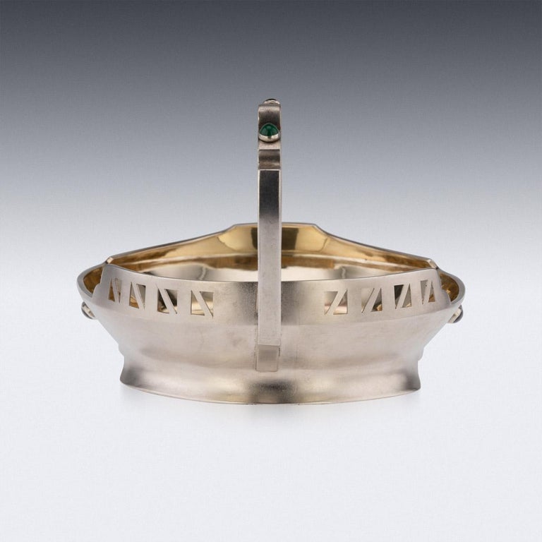 20th Century Russian Pan Slavic Gem-Set Solid Silver Kovsh, Moscow, c ...