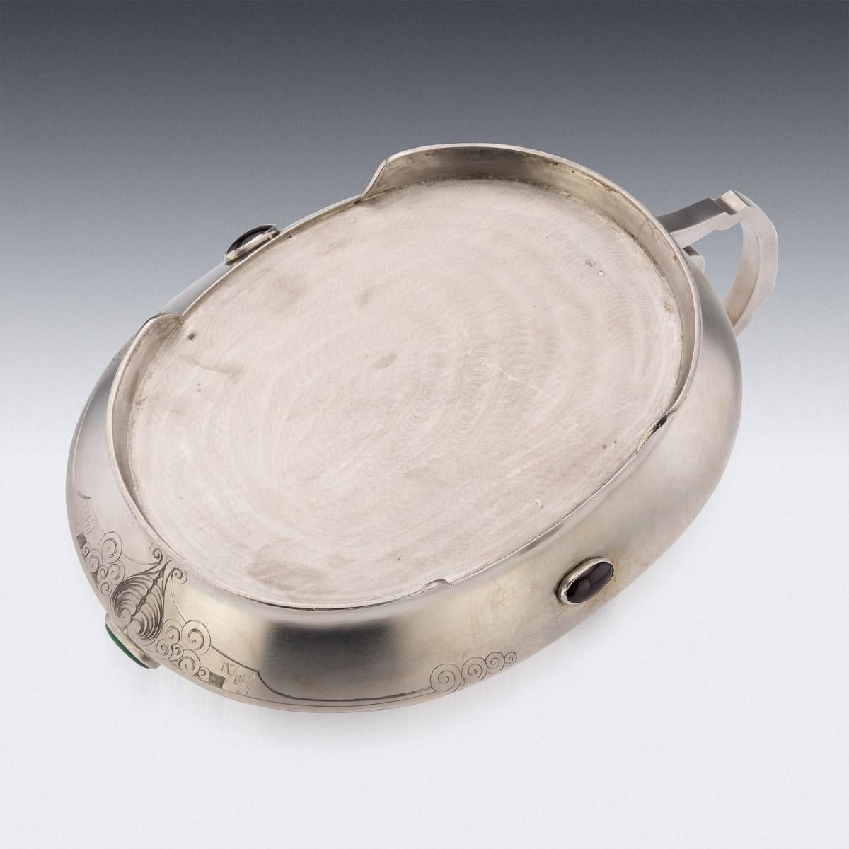 20th Century Russian Pan Slavic Gem-Set Solid Silver Kovsh, Moscow ...