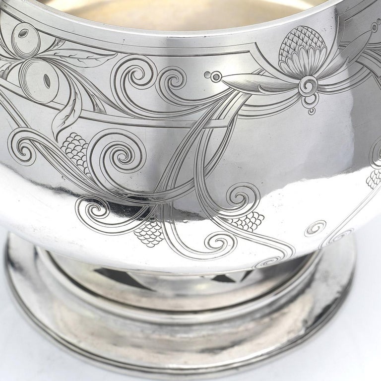 20th Century Russian Pan Slavic Solid Silver Punch Bowl and Ladle ...