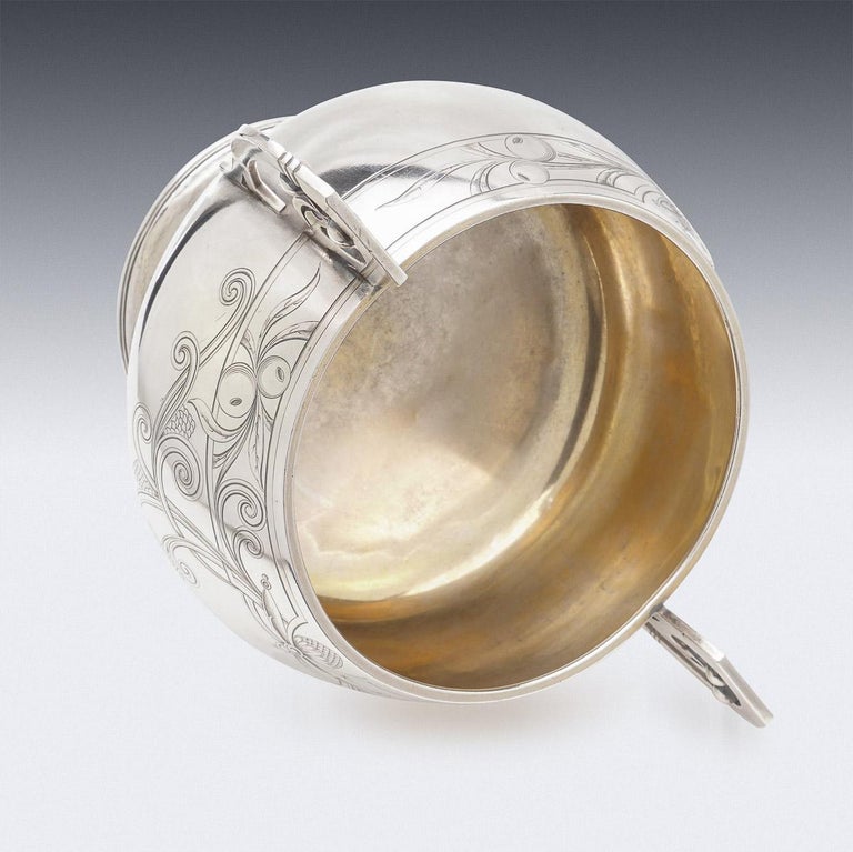 20th Century Russian Pan Slavic Solid Silver Punch Bowl and Ladle ...