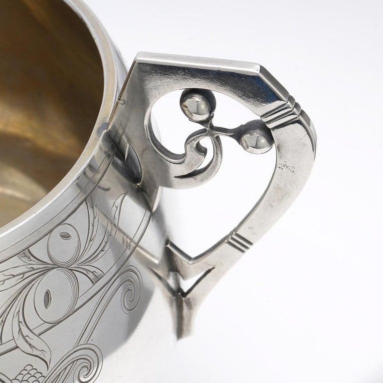 20th Century Russian Pan Slavic Solid Silver Punch Bowl and Ladle ...