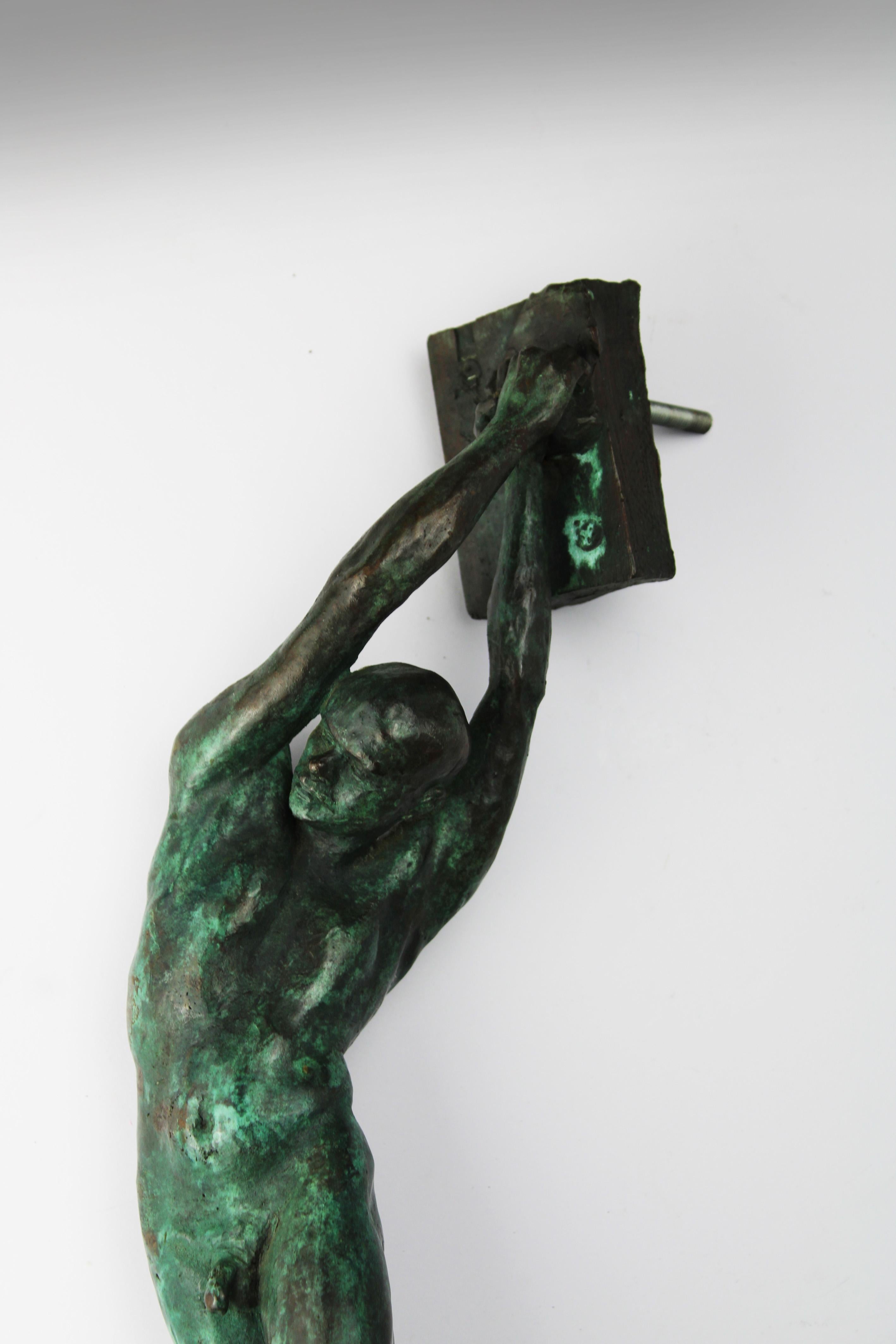 20th Century Sculptural bronze Door handle Male erotic figure Modern ...