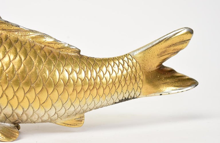 20th Century, Showa, A Pair of Japanese Bronze Koi Carp Fish with ...