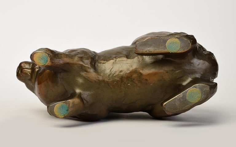 20th Century, Showa, Japanese Bronze Animal Rabbit Hollow Sculpture For ...