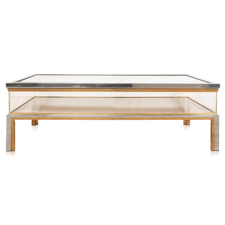 20th Century "Showcase" Brass and Chrome Coffee Table Romeo Rega Italy ...