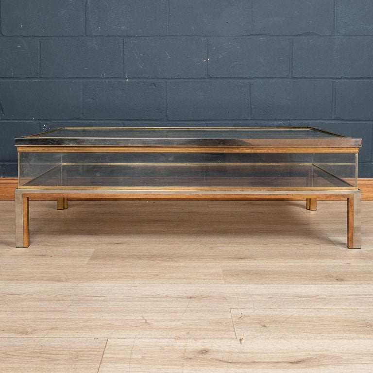 20th Century "Showcase" Brass and Chrome Coffee Table Romeo Rega Italy ...