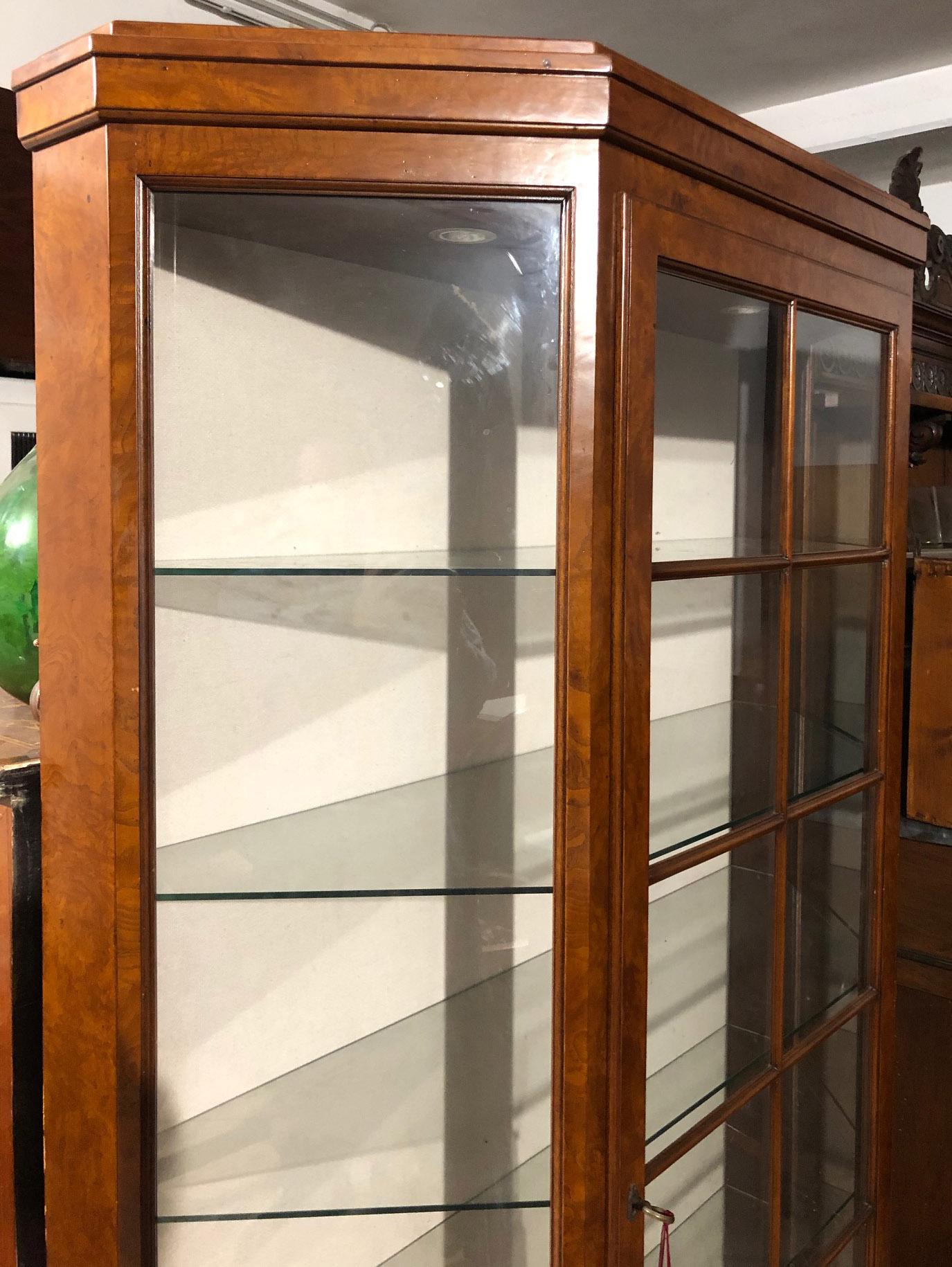 Uncommon Italian Showcase with Glass Shelves Elm Briar For Sale at 1stDibs