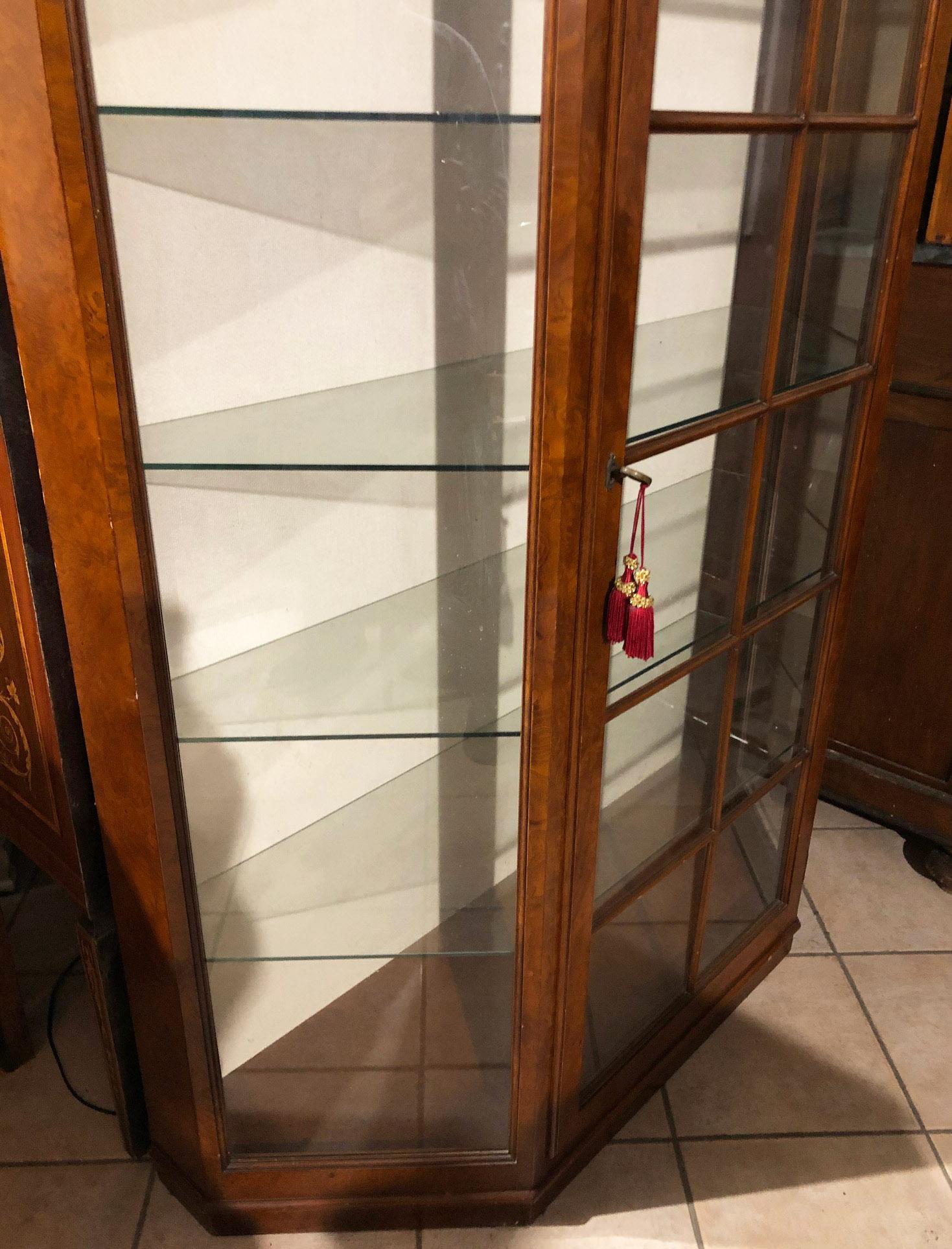 Uncommon Italian Showcase with Glass Shelves Elm Briar For Sale at 1stDibs