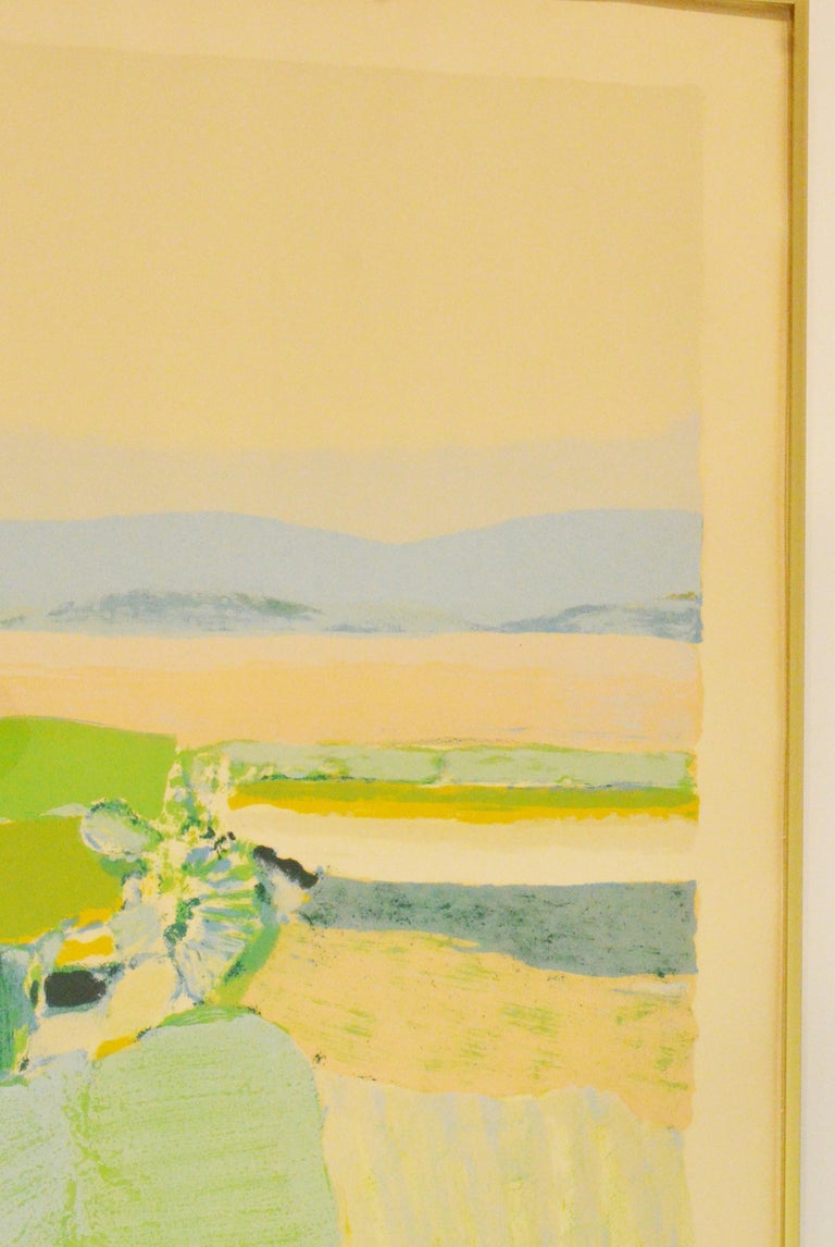 Lithograph of Landscape, "Springtime in Provence" in Greens, Blues and ...