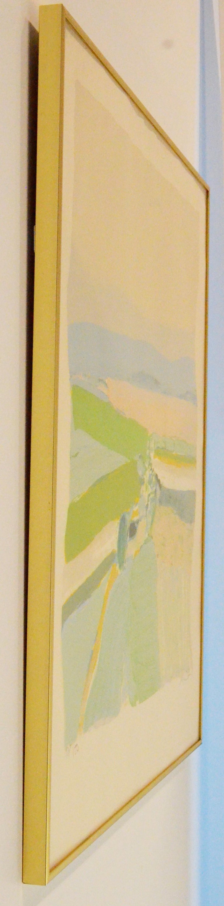 Lithograph of Landscape, "Springtime in Provence" in Greens, Blues and ...