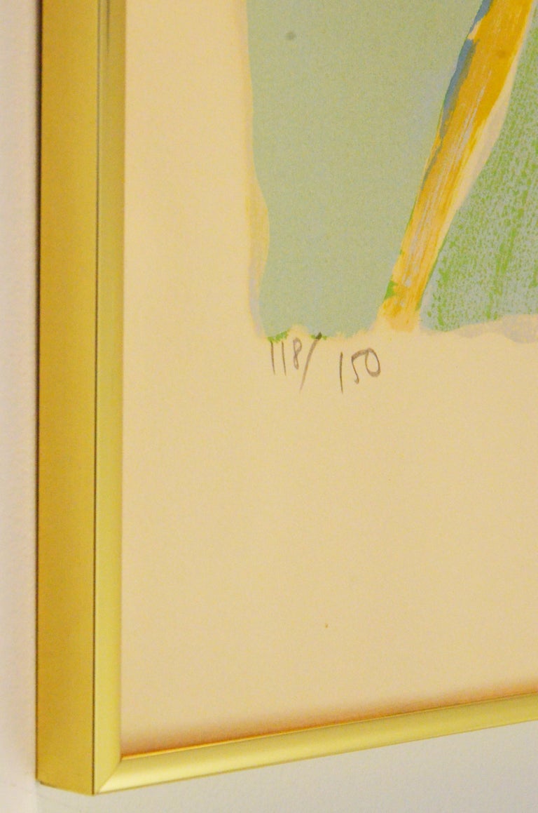 Lithograph of Landscape, "Springtime in Provence" in Greens, Blues and ...