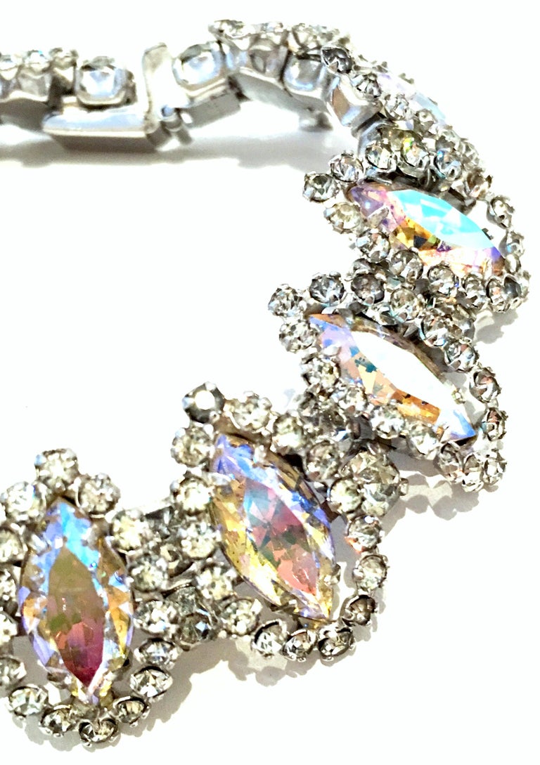 20th Century Silver and Austrian Crystal Link Bracelet By, Weiss For ...