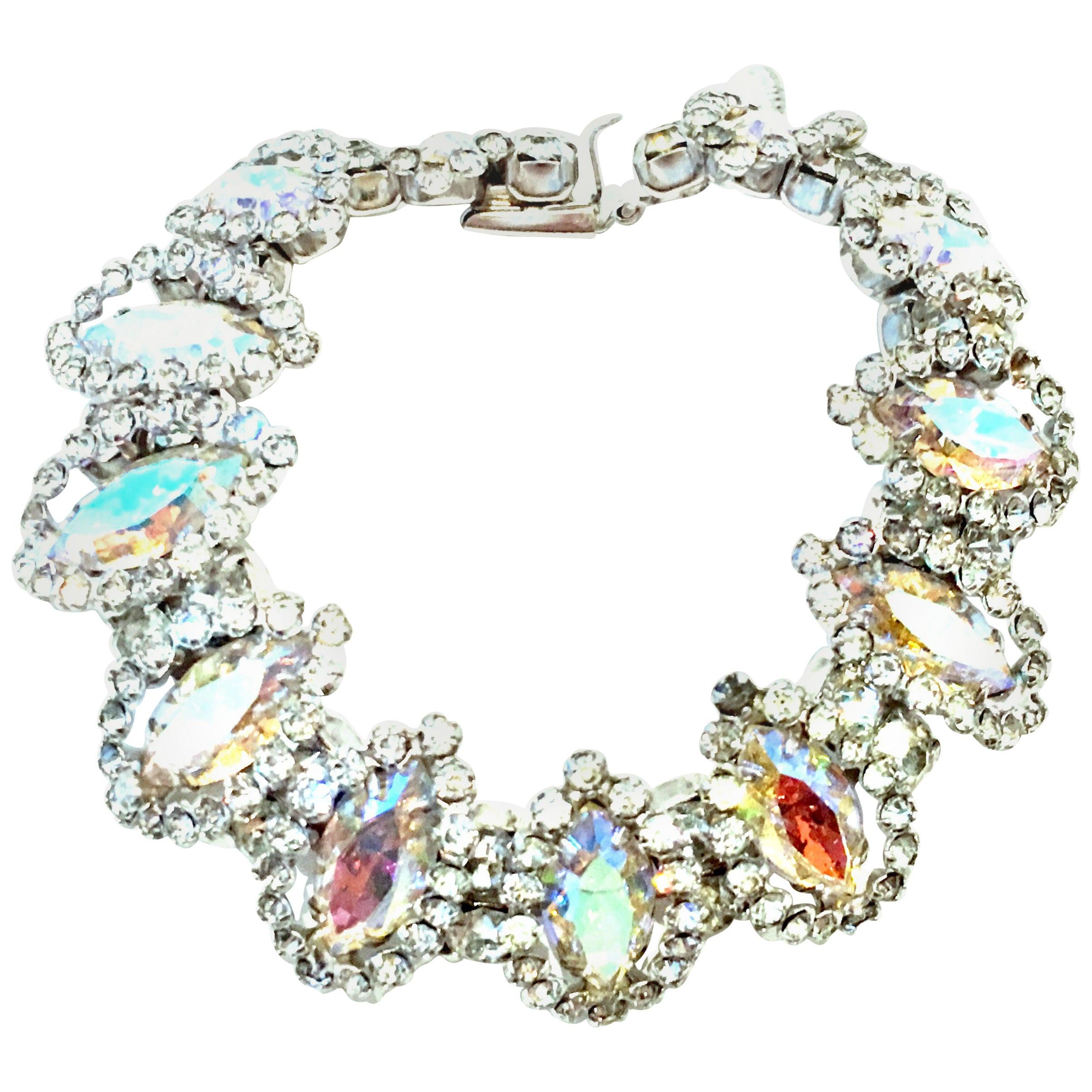 20th Century Silver and Austrian Crystal Link Bracelet By, Weiss For ...