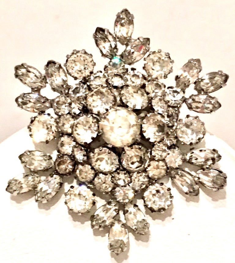 20th Century Silver and Austriian Crystal "Snowflake" Brooch By, Weiss ...