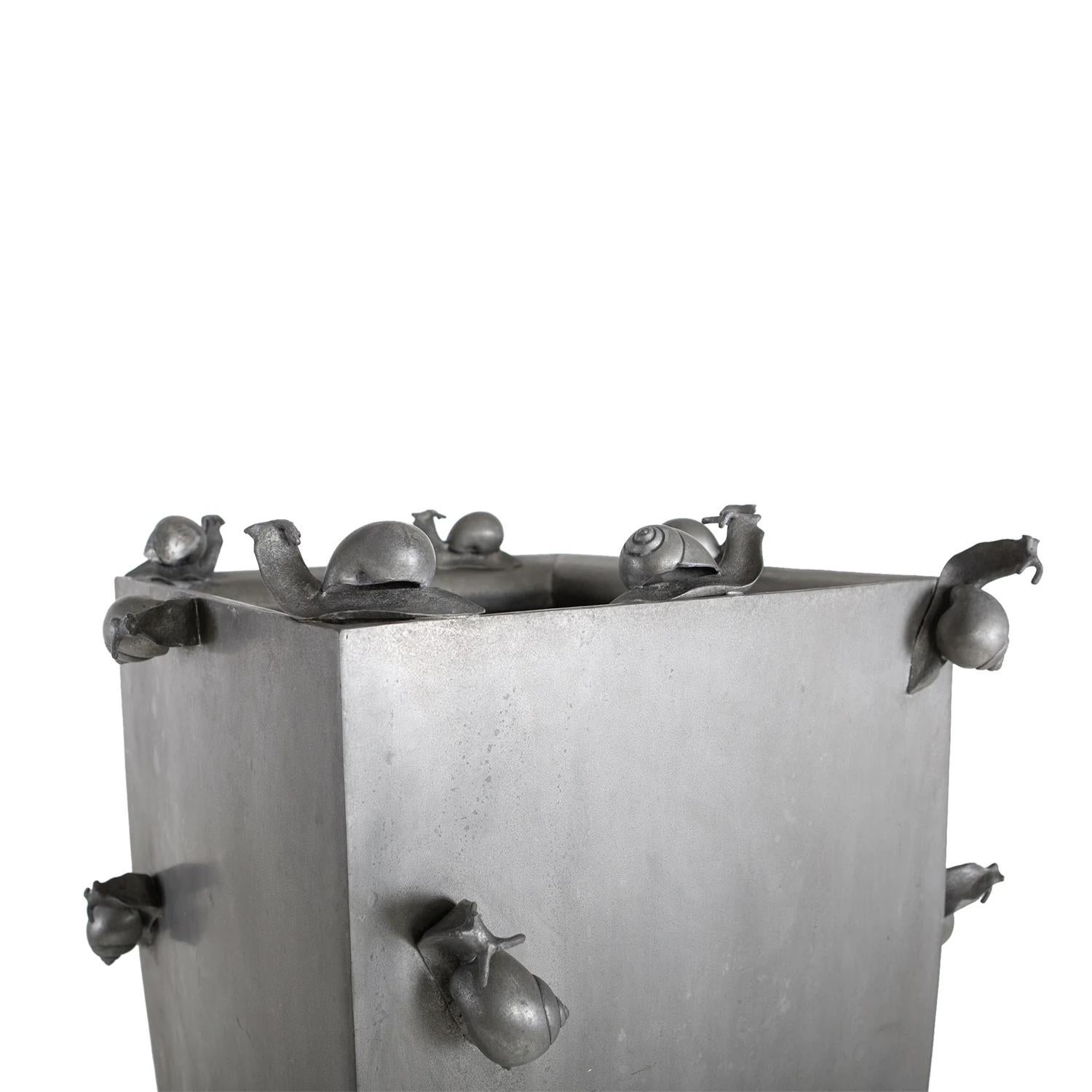 20th Century Silver Italian Atena Pair of Pewter Planters by Piero ...