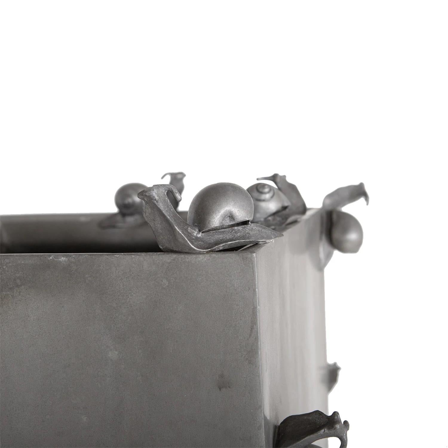 20th Century Silver Italian Atena Pair of Pewter Planters by Piero ...