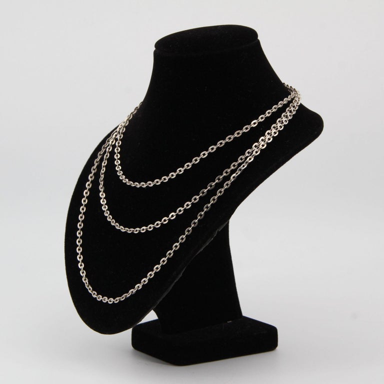 20th Century Silver Long Chain Necklace For Sale at 1stDibs