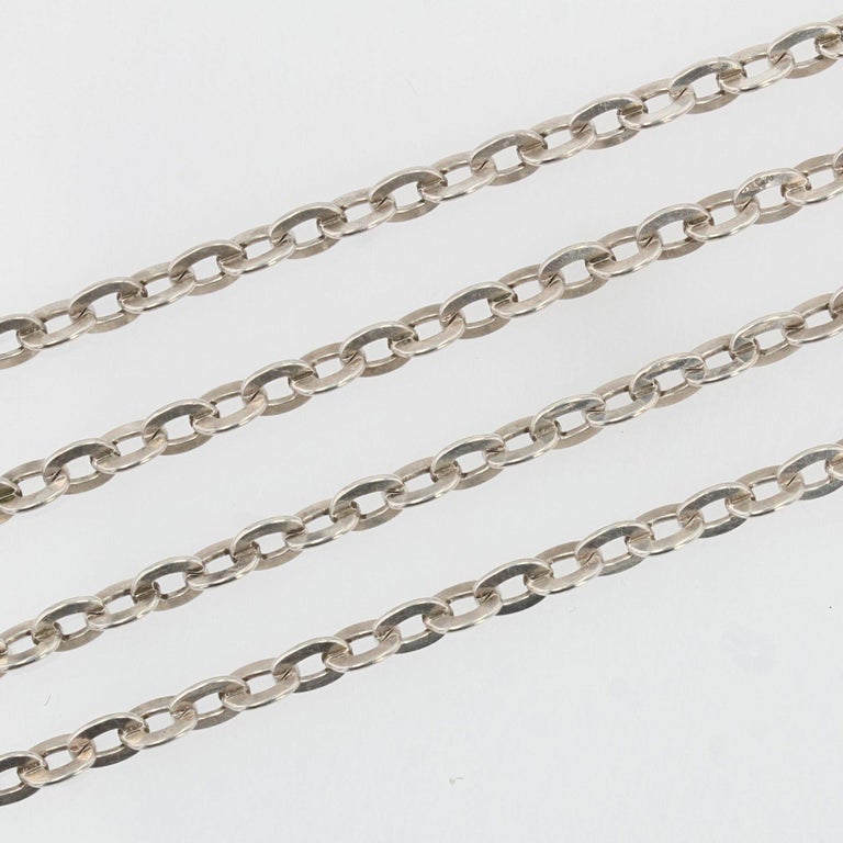 20th Century Silver Long Chain Necklace For Sale at 1stDibs