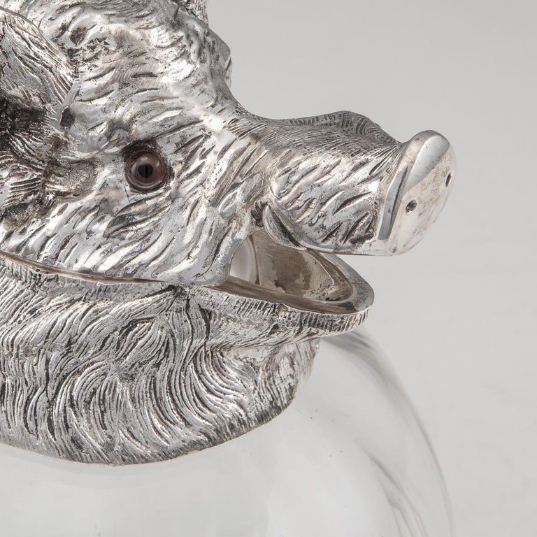 20th Century Silver Plated and Glass Boars Head Shaped Jug, c.1960 at ...
