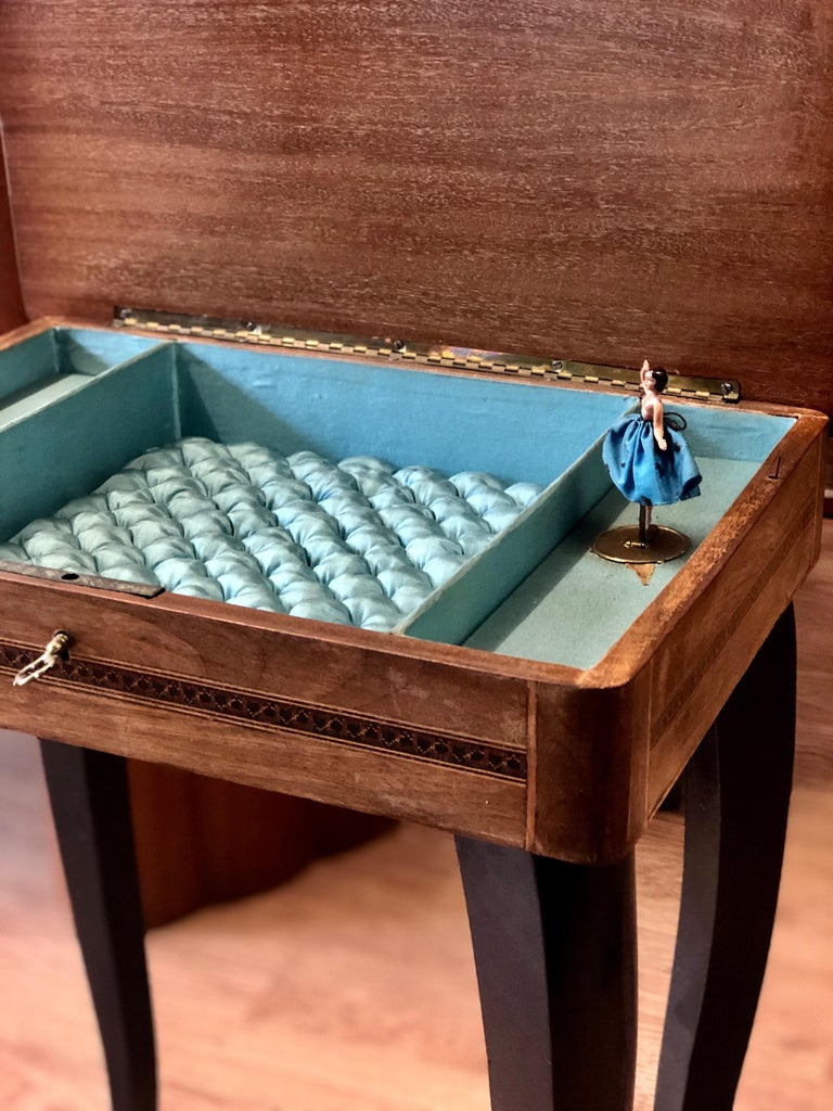 20th Century Small Inlaid Side Table with Jewelry Compartment and Music ...