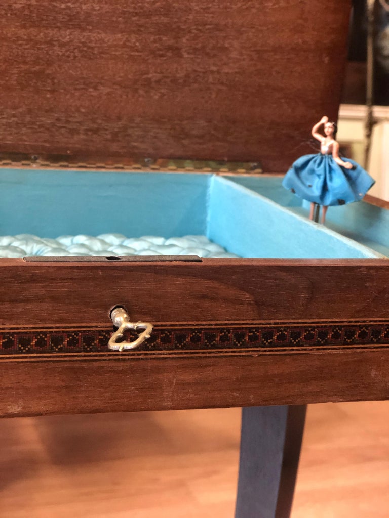 20th Century Small Inlaid Side Table with Jewelry Compartment and Music ...