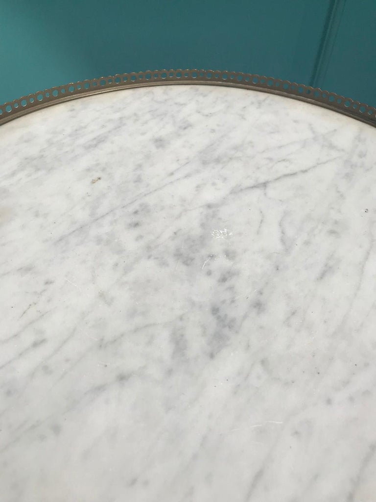 20th Century Small Round Marble Side Table with Bronze Gallery at 1stDibs