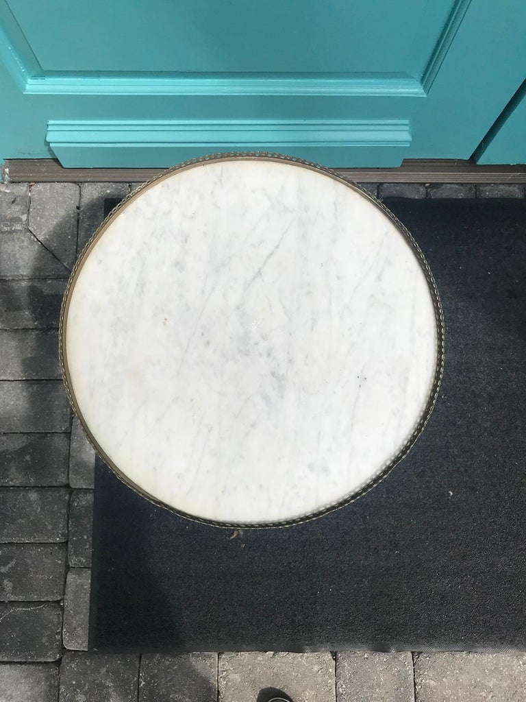 20th Century Small Round Marble Side Table with Bronze Gallery at 1stDibs