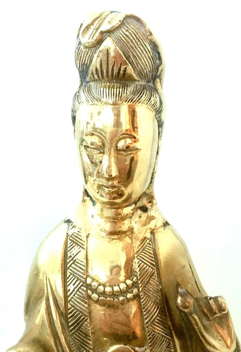 20th Century Solid Brass Asian Goddess Sculpture For Sale at 1stDibs