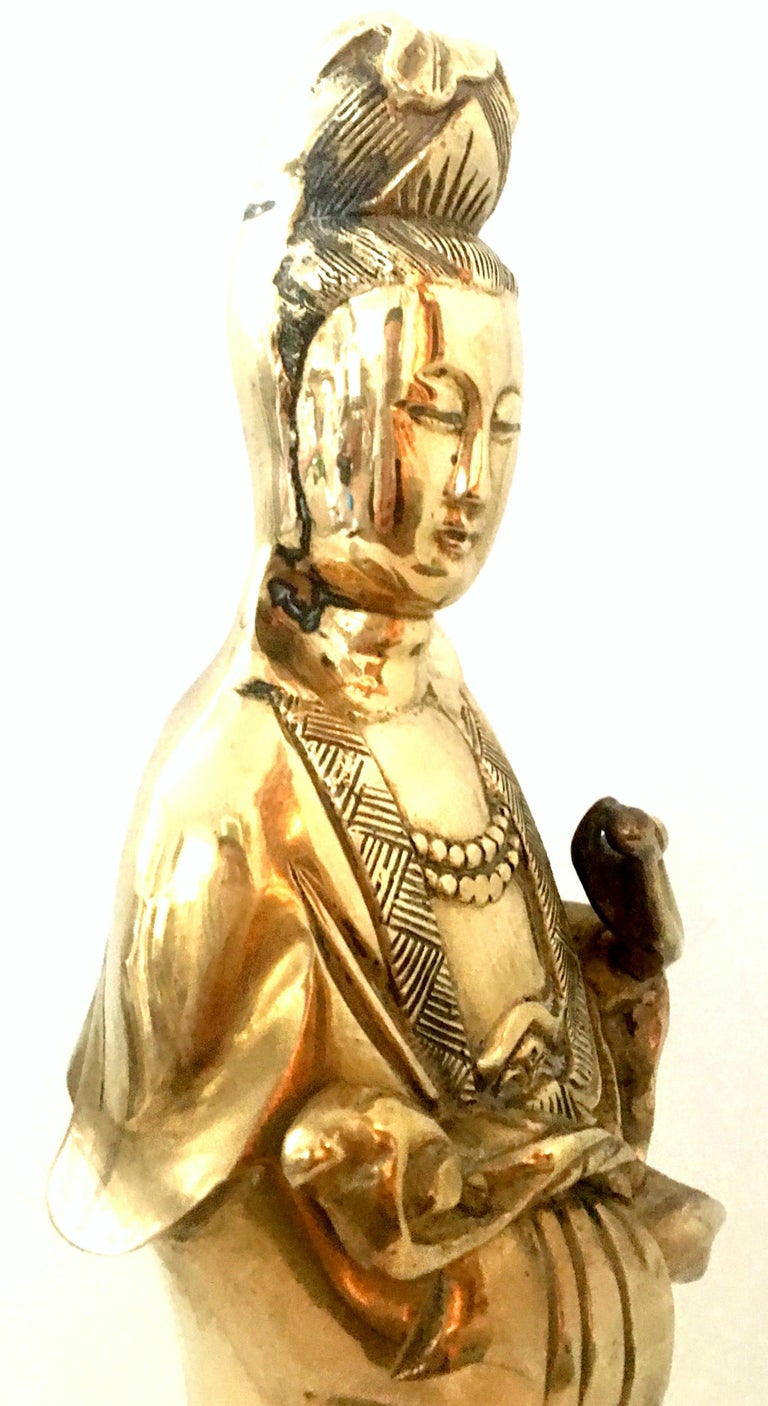 20th Century Solid Brass Asian Goddess Sculpture For Sale at 1stDibs