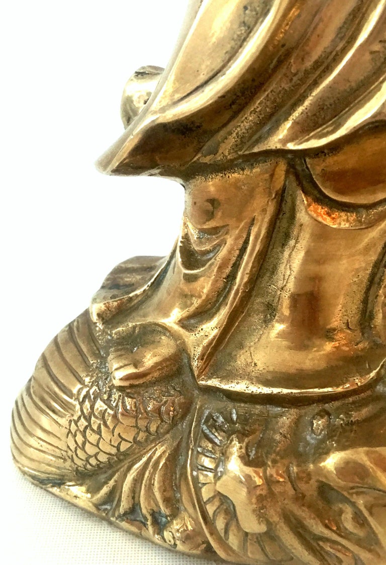 20th Century Solid Brass Asian Goddess Sculpture For Sale at 1stDibs