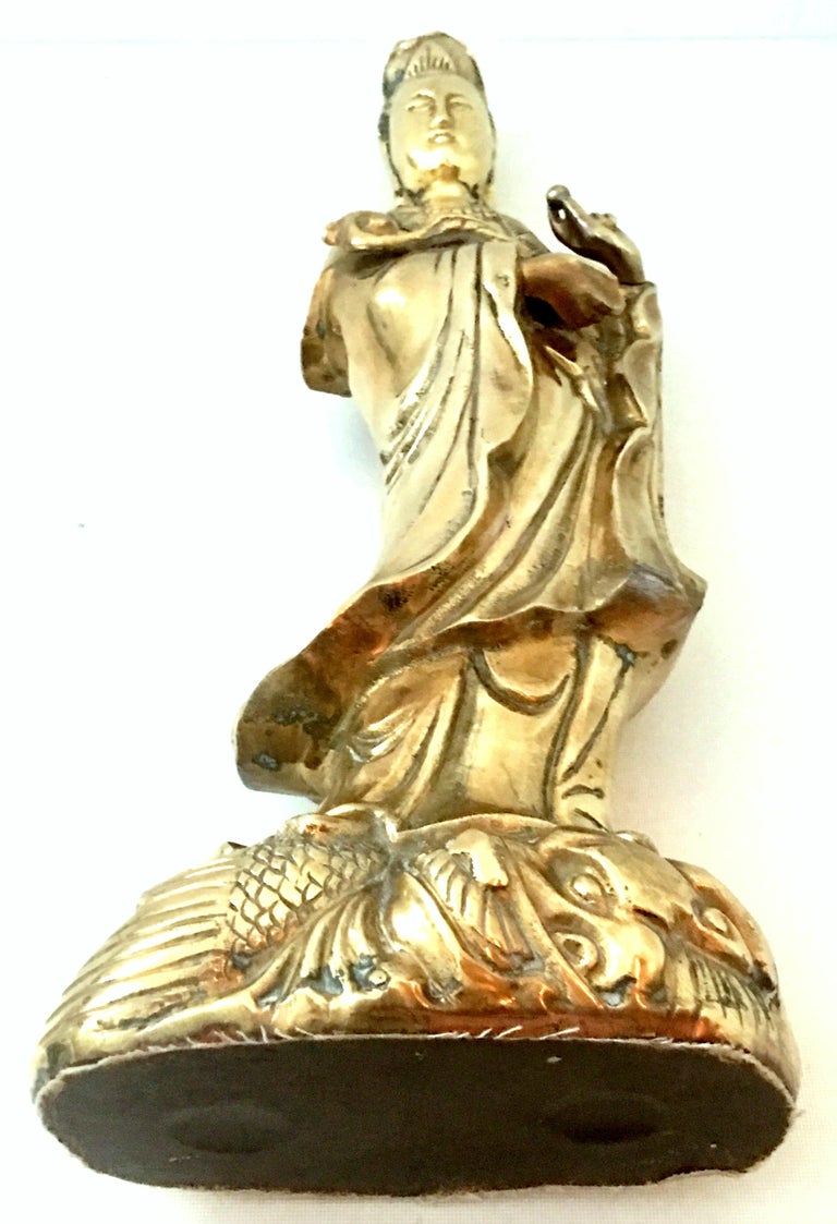 20th Century Solid Brass Asian Goddess Sculpture For Sale at 1stDibs