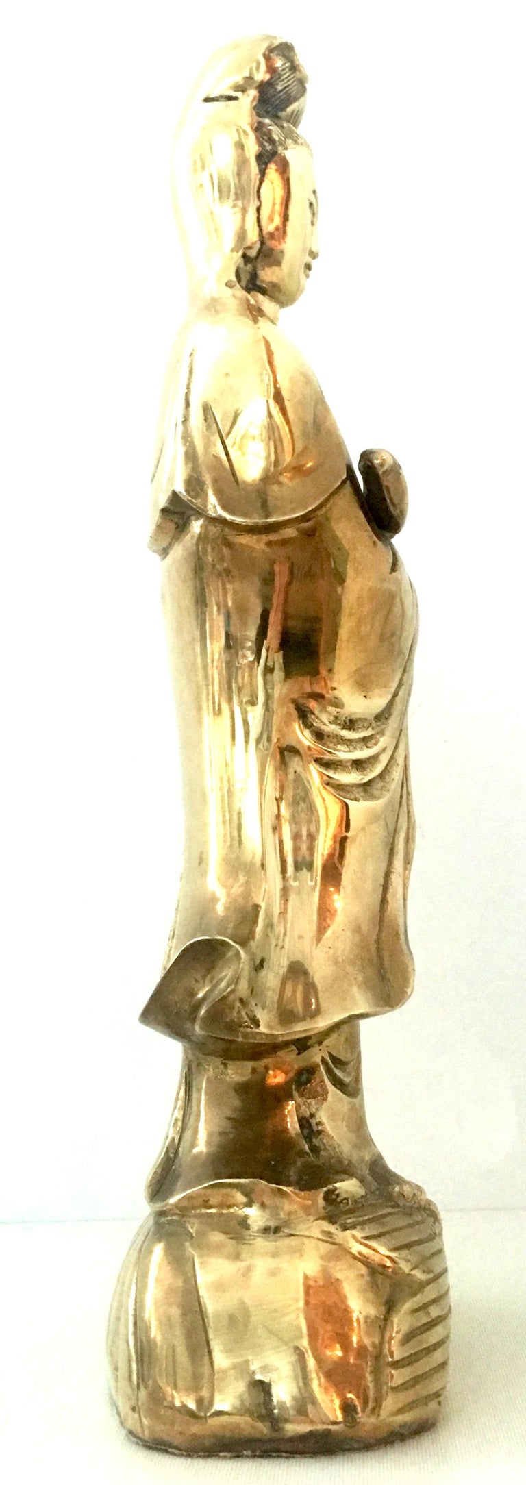 20th Century Solid Brass Asian Goddess Sculpture For Sale at 1stDibs