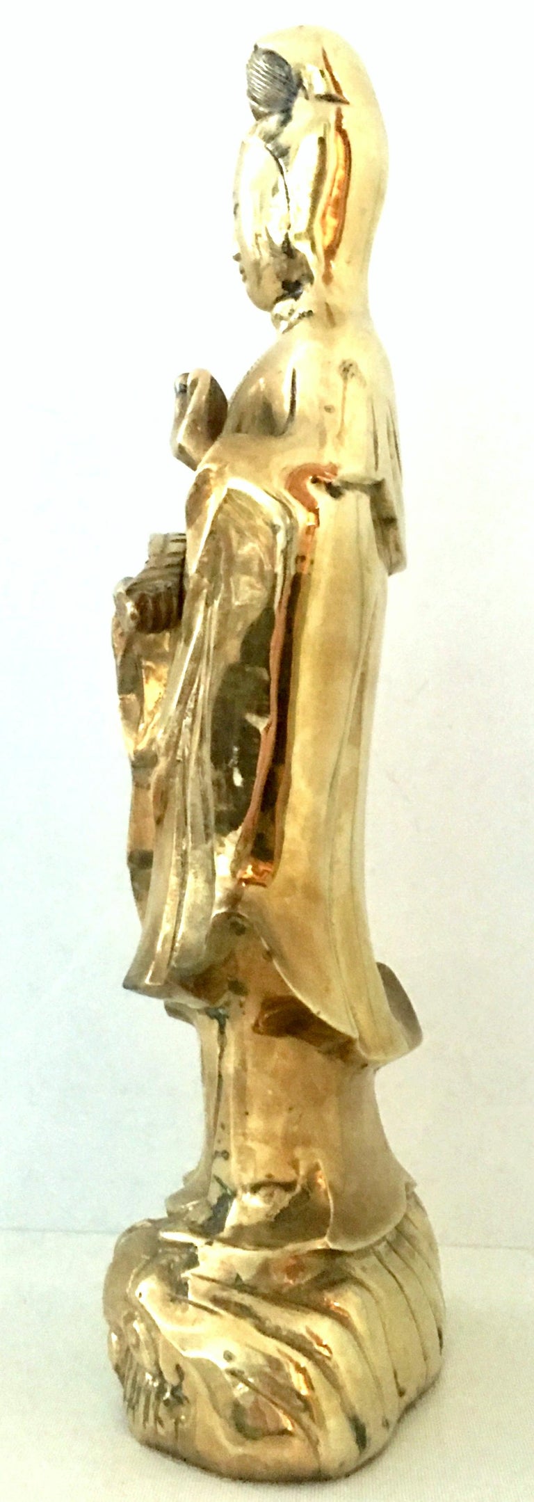 20th Century Solid Brass Asian Goddess Sculpture For Sale at 1stDibs
