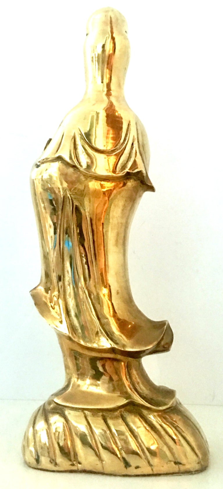 20th Century Solid Brass Asian Goddess Sculpture For Sale at 1stDibs