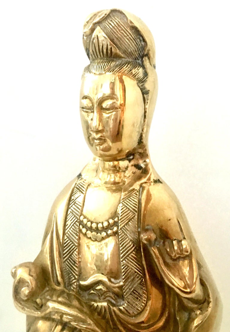 20th Century Solid Brass Asian Goddess Sculpture For Sale at 1stDibs