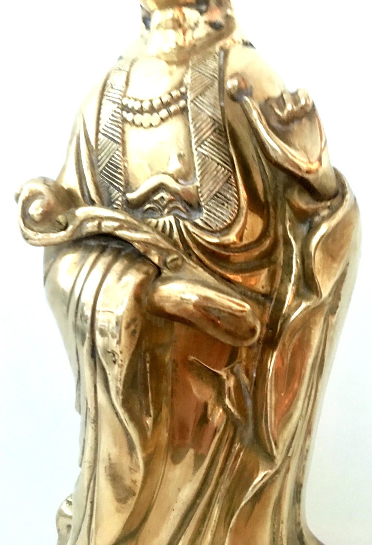 20th Century Solid Brass Asian Goddess Sculpture For Sale at 1stDibs