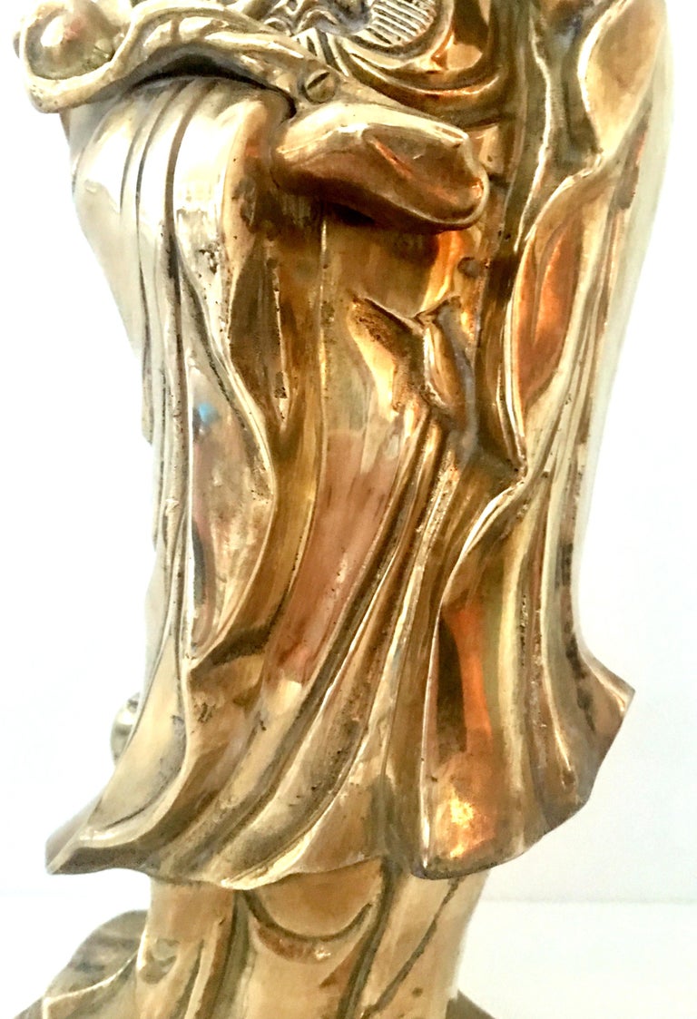 20th Century Solid Brass Asian Goddess Sculpture For Sale at 1stDibs