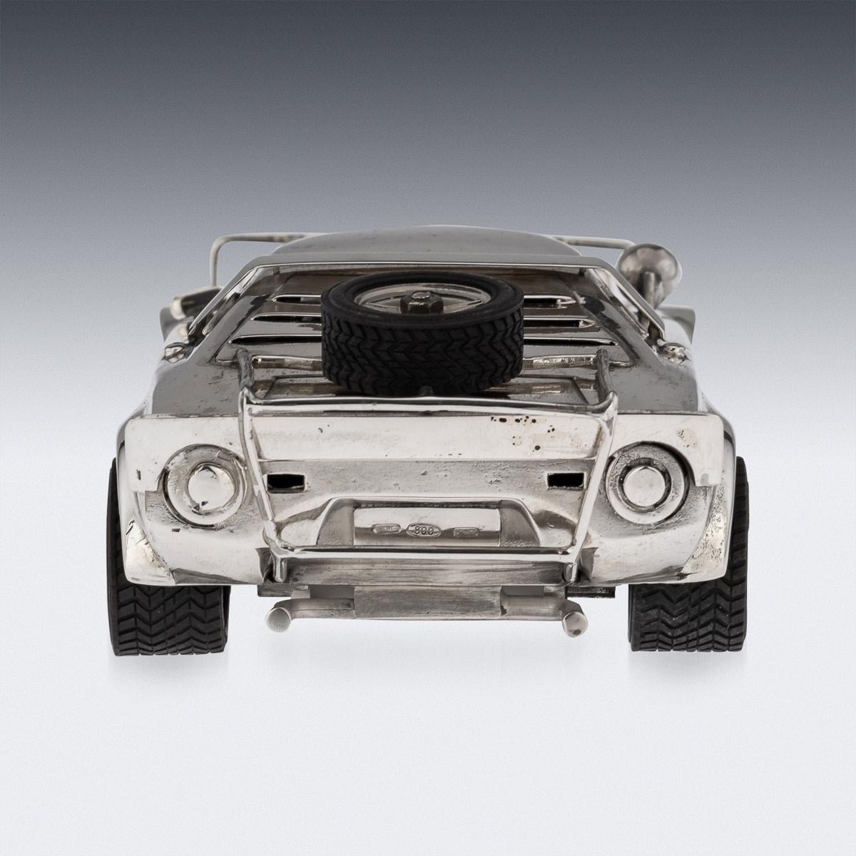20th Century Solid Silver Lancia Stratos Rally Model Of A Car, L Donati ...