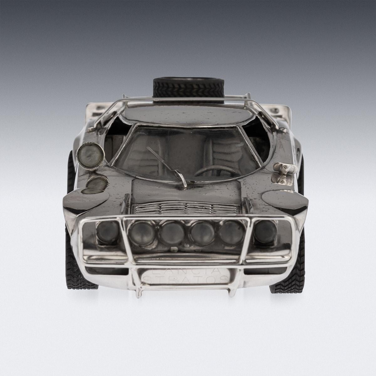 20th Century Solid Silver Lancia Stratos Rally Model Of A Car, L Donati ...
