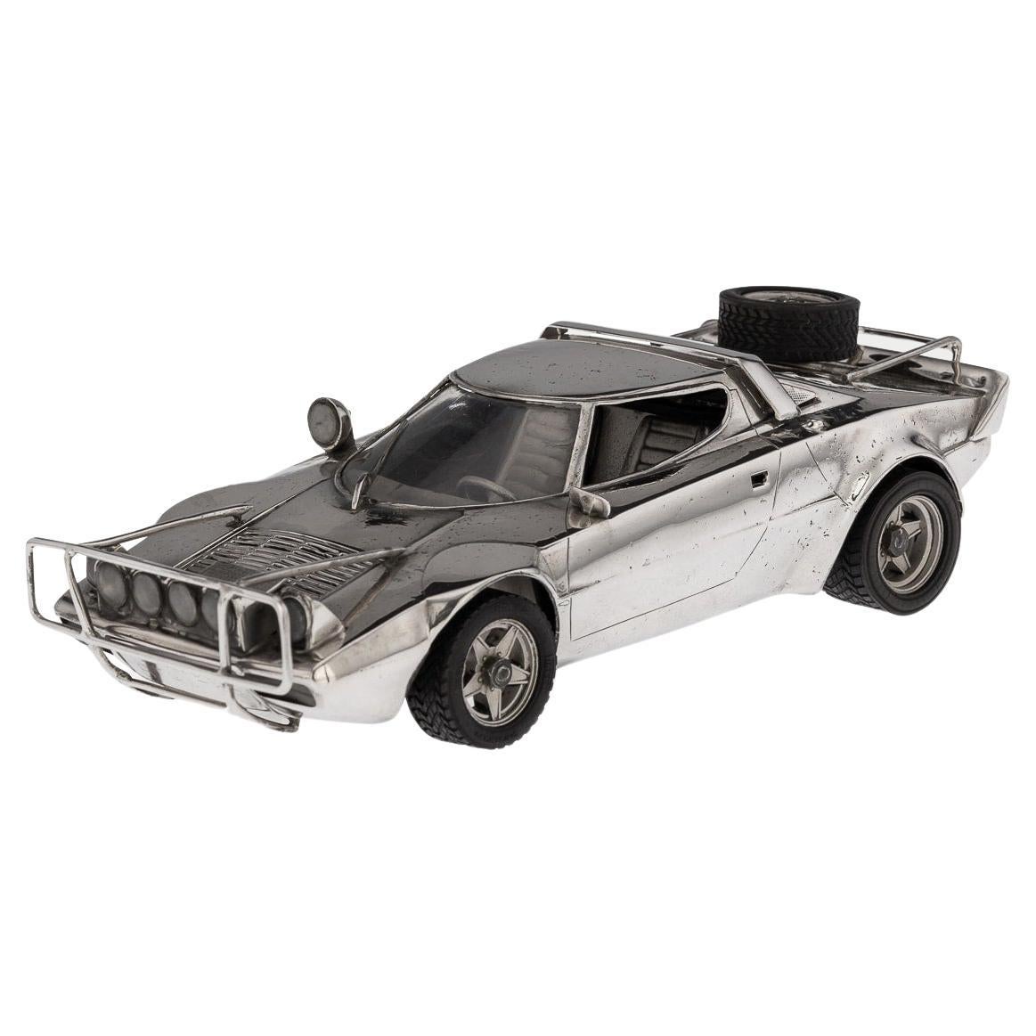20th Century Solid Silver Lancia Stratos Rally Model Of A Car, L Donati ...