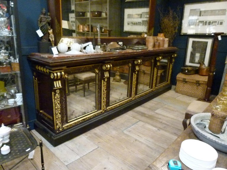 20th Century Solid Store Counter in Wood with Mirrors and Gold Leaf ...