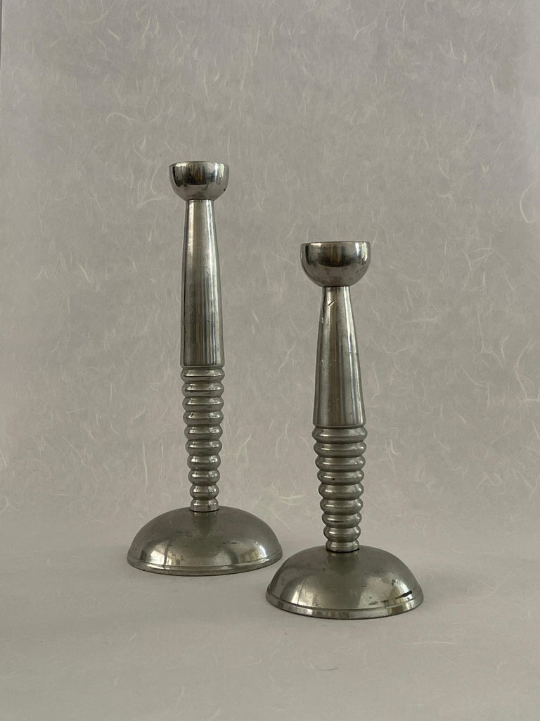 20th Century Space Age Silver Candle Stick Holders For Sale at 1stDibs