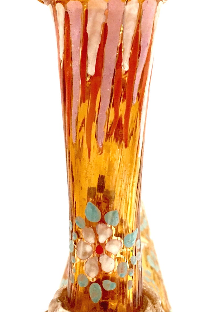 20th Century Spanish Blown Glass Hand-Painted Vino Bottle at 1stDibs