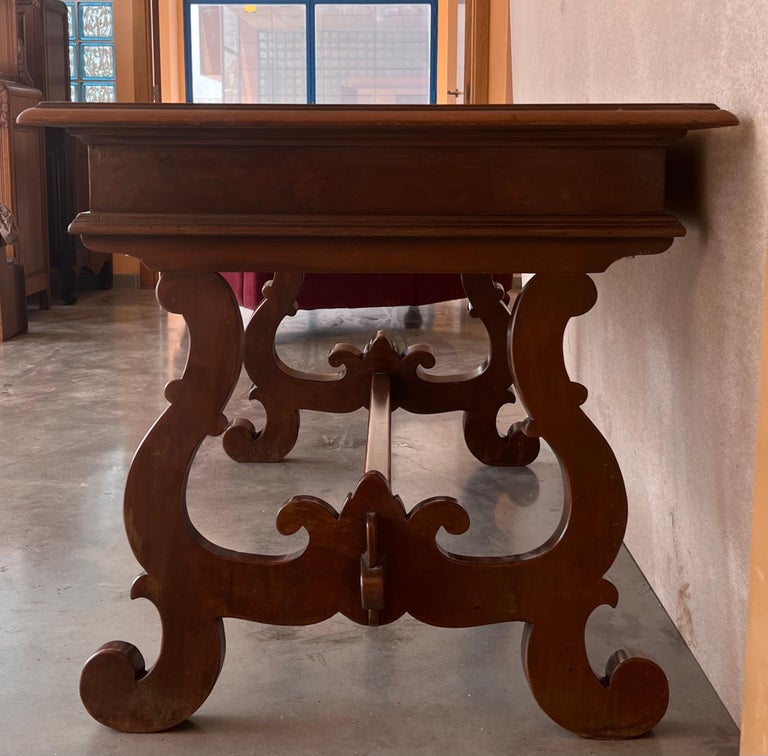 20th Century Spanish Carved Walnut House Desk with Lyre Legs For Sale ...