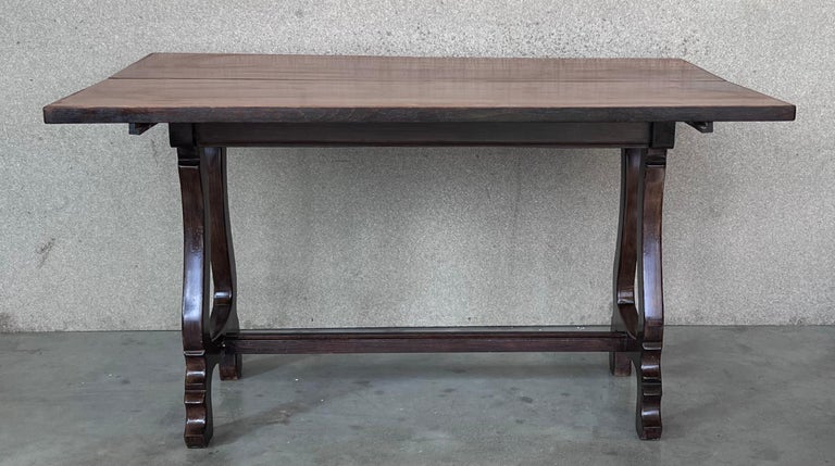 20th Century Spanish Console Fold Out Farm Table with Iron Stretcher ...