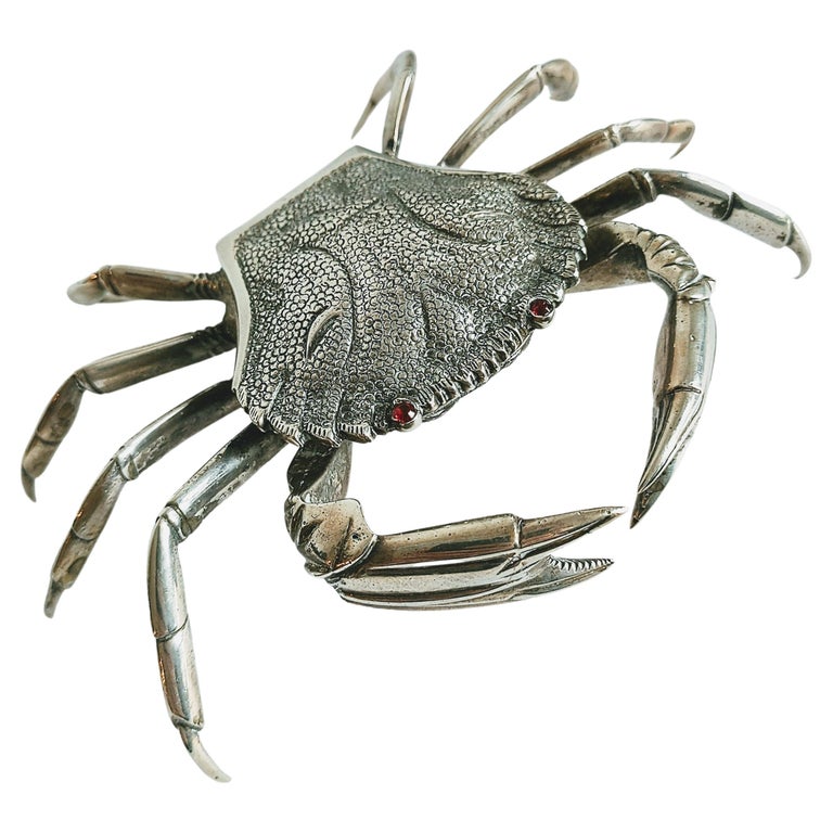 Vintage 20th Century Spanish Silver Crab Detail Red Eyes For Sale at ...