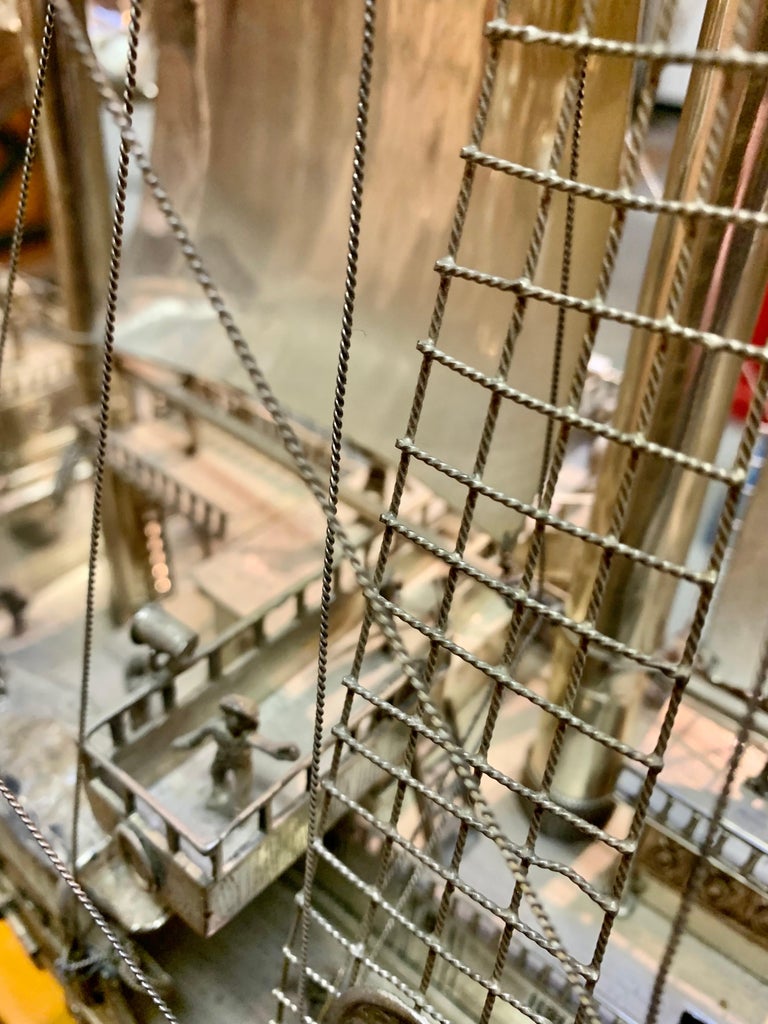 20th Century Spanish Silver Impressive Large Ship Model J.S.Elcano For ...