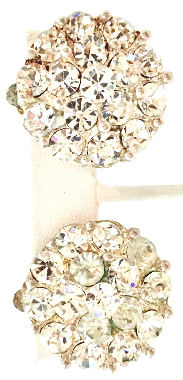 20th Century Sterling Silver and Austrian Crystal Rhinestone Earrings ...