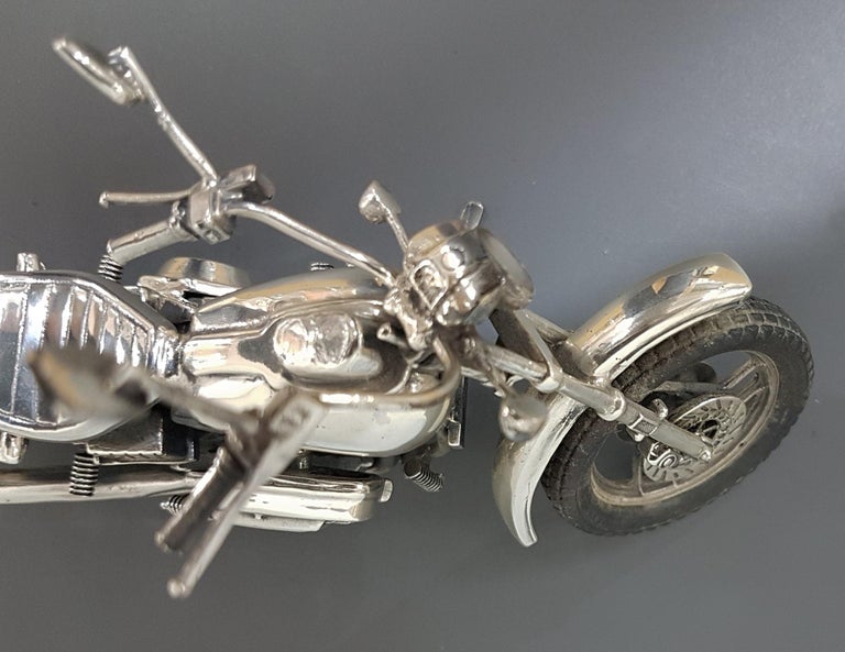 20th Century Sterling Silver Miniature Motorcycle Harley Davidson, Made ...